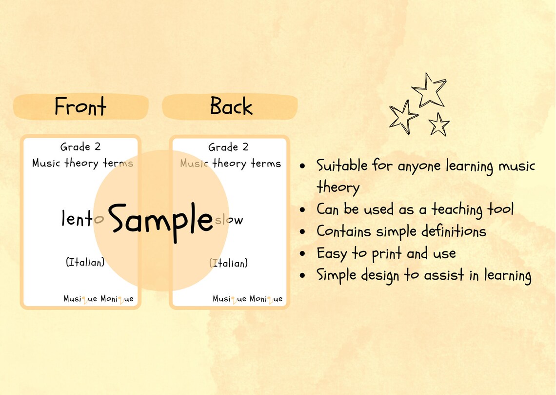 Grade 2 Music Theory Flashcards, Double-sided and Printable Flashcards ...
