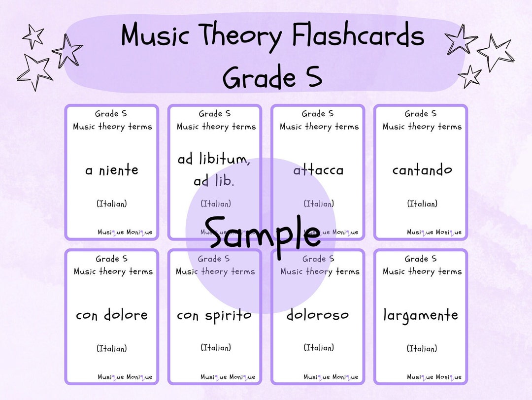 Grade 5 Music Theory Flashcards, Double-sided and Printable Flashcards ...