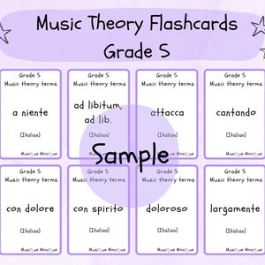 Grade 5 Music Theory Flashcards, Double-sided and Printable Flashcards ...