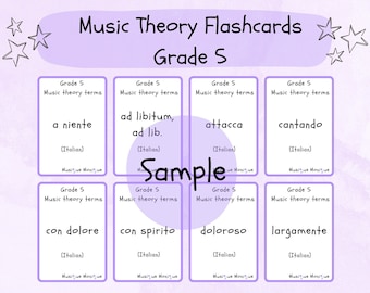Grades 1 to 5 Music Theory Flashcards, Double-sided and Printable ...