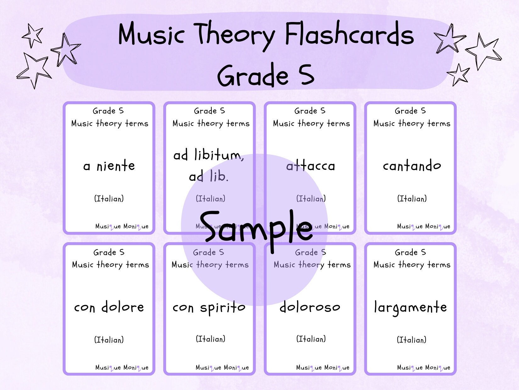 Grade 5 Music Theory Flashcards, Double-sided and Printable Flashcards ...