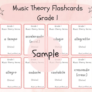 Grade 1 Music Theory Flashcards, Double-sided and Printable Flashcards ...
