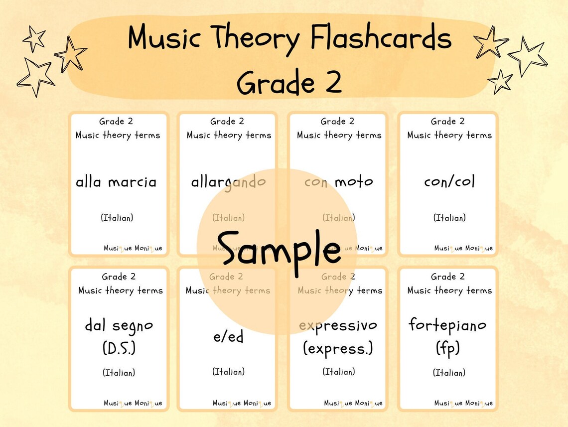 Grade 2 Music Theory Flashcards, Double-sided and Printable Flashcards ...