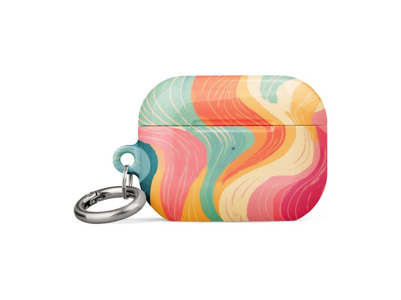 Apple Airpods and Airpods Pro Case With Keychain Colorful Abstract Wave ...