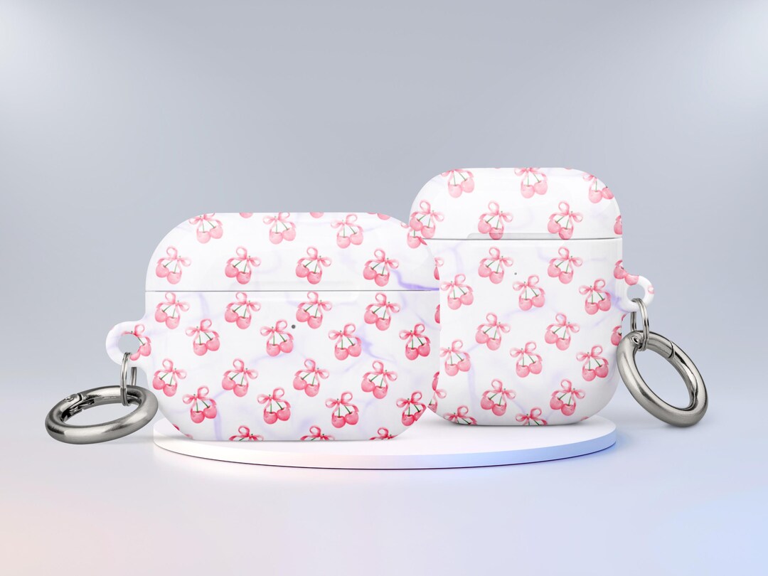 Pink Cherry Coquette AirPod Case With Keychain, Cute Airpods Cover for ...