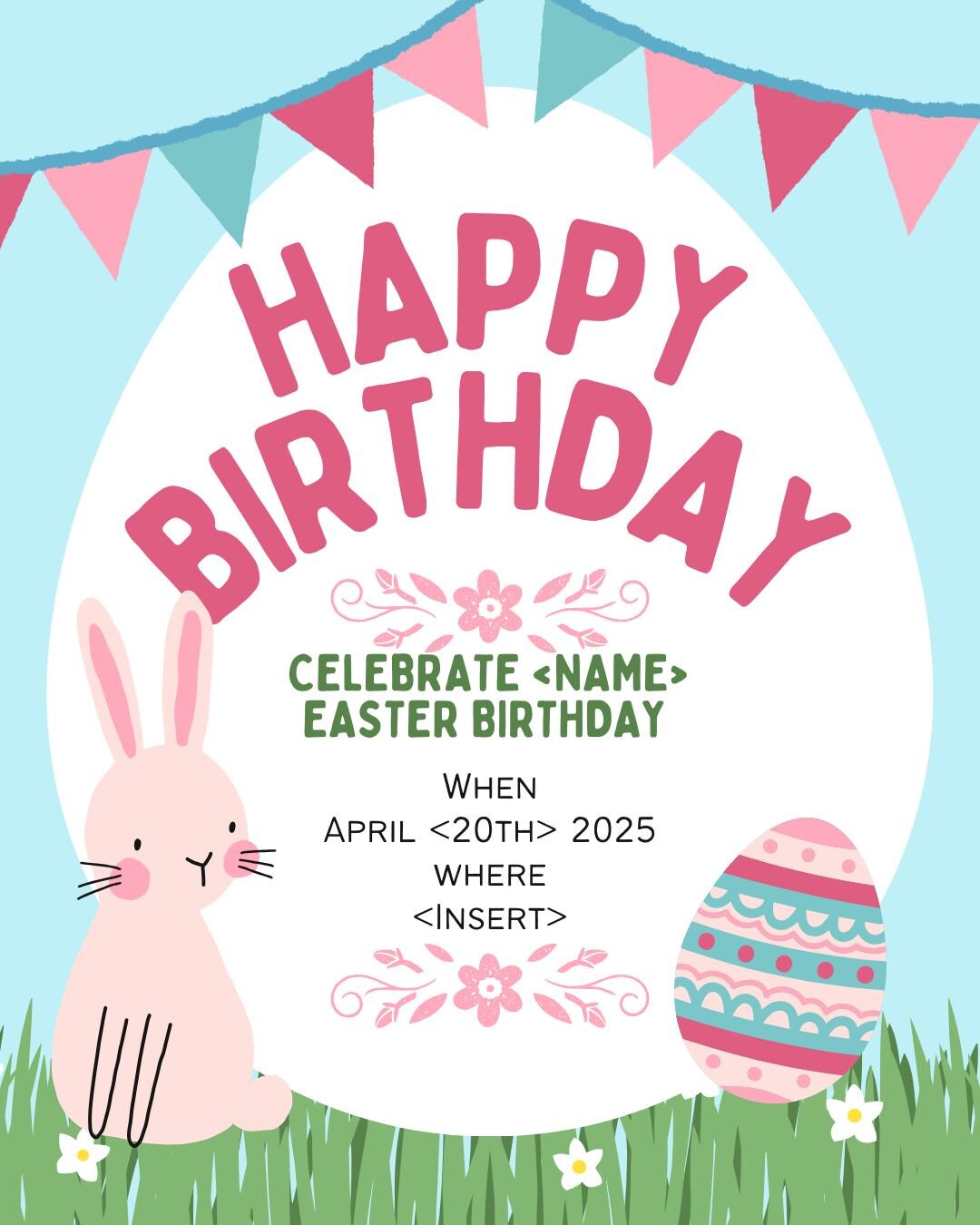 Editable Easter Birthday Invitation - Etsy