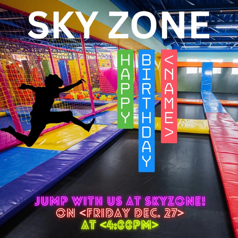 Editable Sky Zone Birthday Invitation - Etsy
