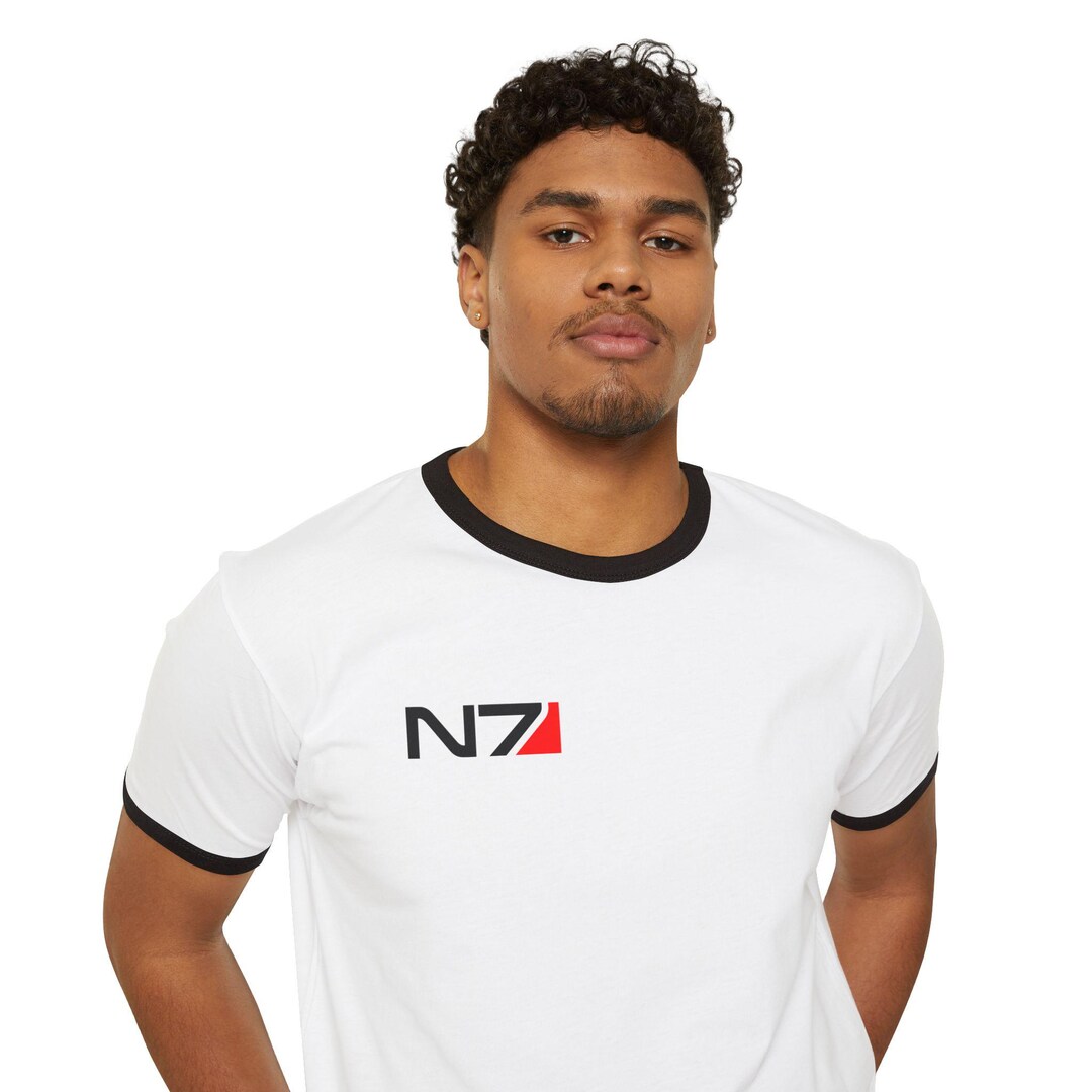 N7 Ringer T-shirt, N7 Tshirt, N7 Ringer Tee, White and Black, Heather ...