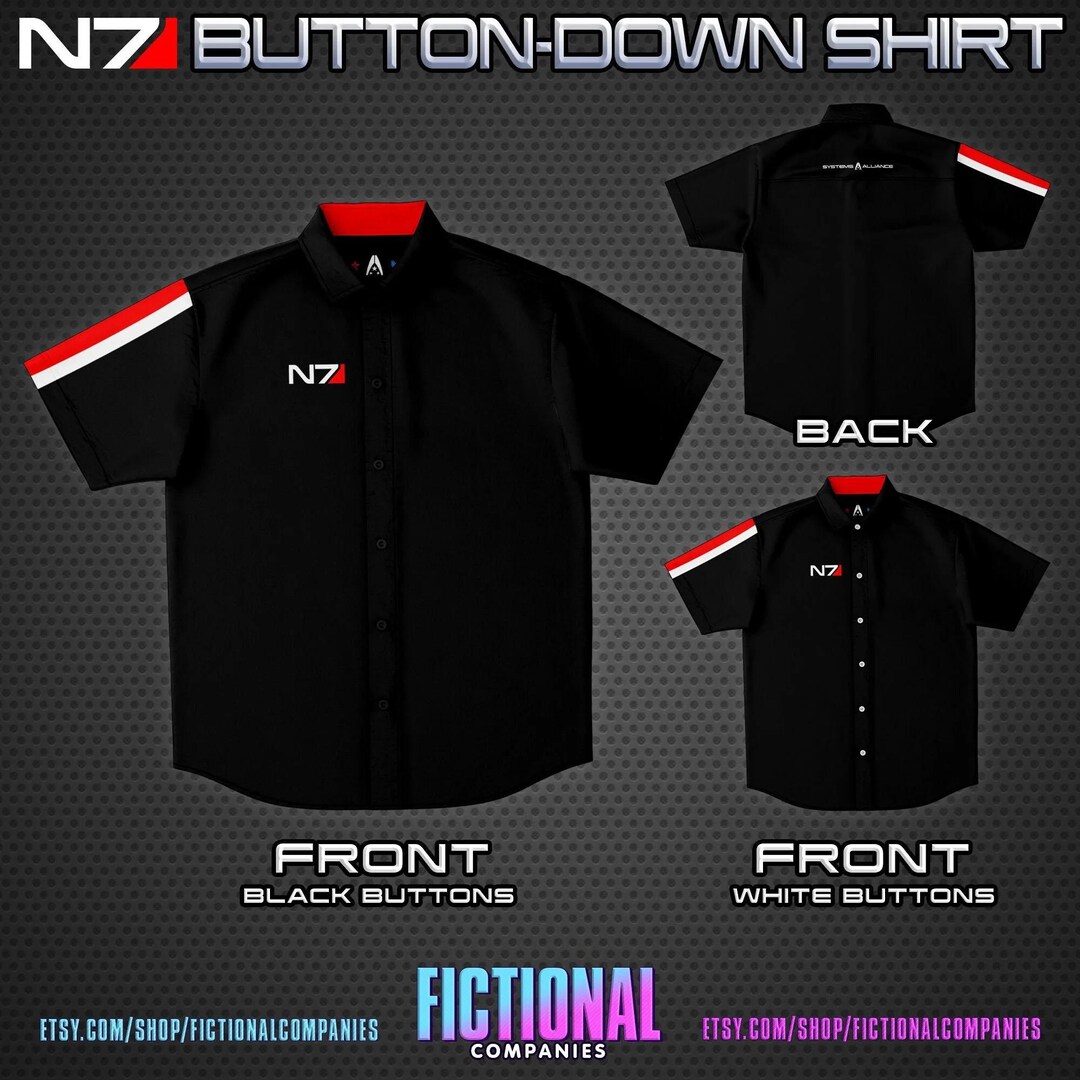 N7 Shirt, N7 Button Shirt, Black N7 Logo Stripe Button-down Short ...