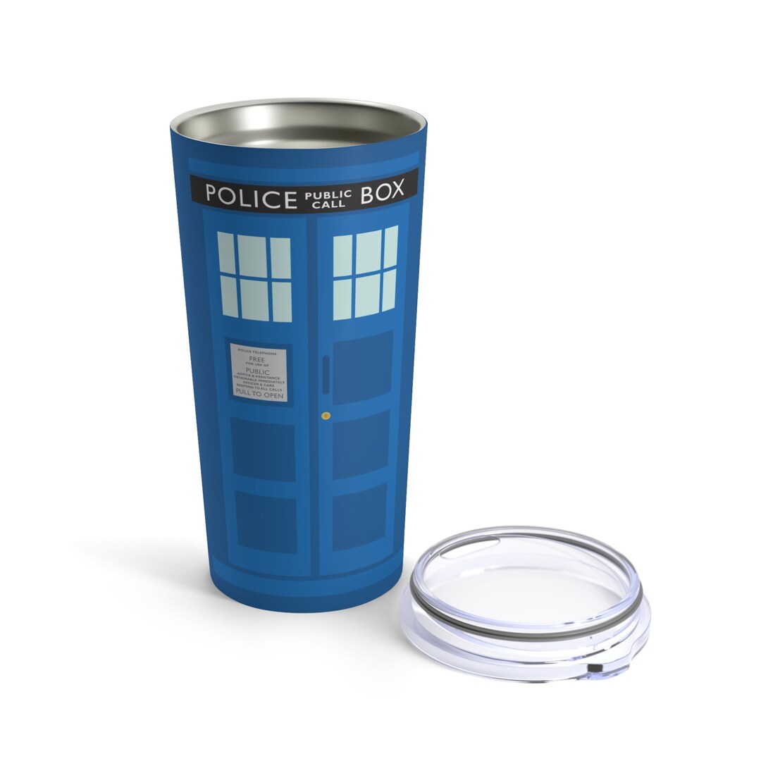 TARDIS Tumbler, 20oz Stainless Steel, Tardis Blue Police Box, English ...