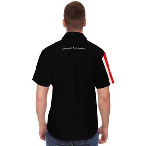 N7 Shirt, N7 Button Shirt, Black N7 Logo Stripe Button-down Short ...