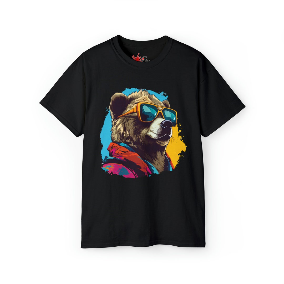 Summer Vacation Illustration Bear With Sunglasses Unisex Retro Design T ...