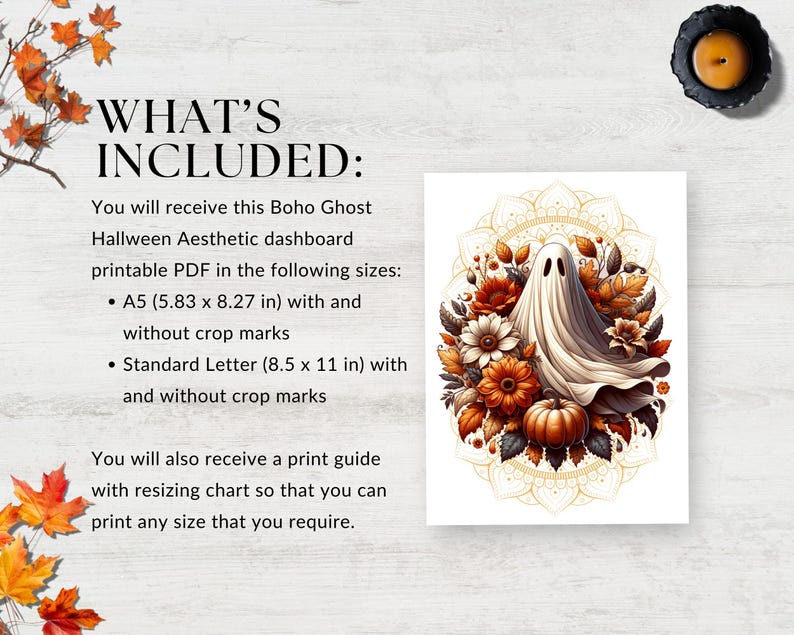 Boho Ghost Printable Planner Dashboard, Halloween Vibes, Autumn Journal ...