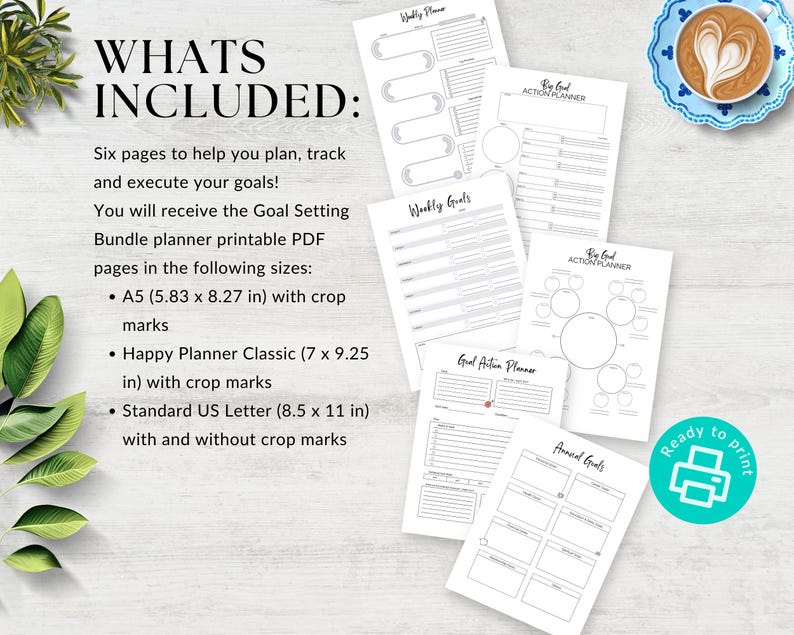 Goal Setting Planner Bundle: A5 Journal, Monthly Tracker (digital ...