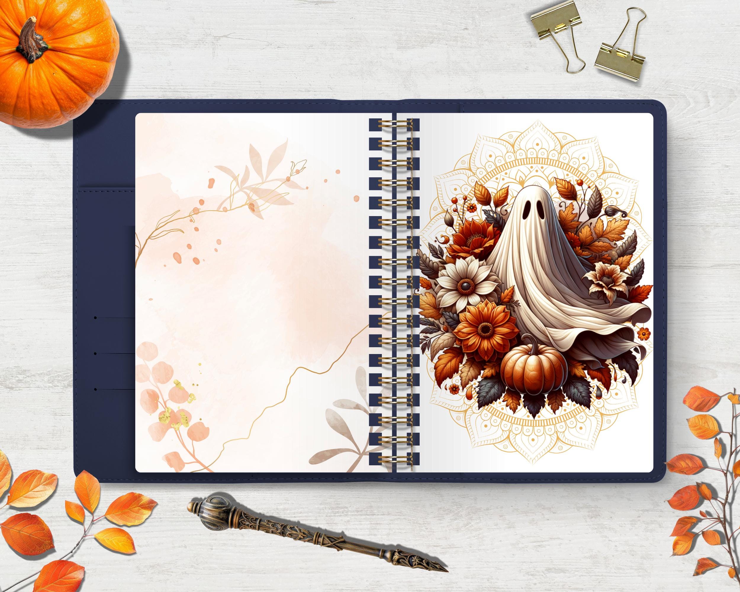 Boho Ghost Printable Planner Dashboard, Halloween Vibes, Autumn Journal ...