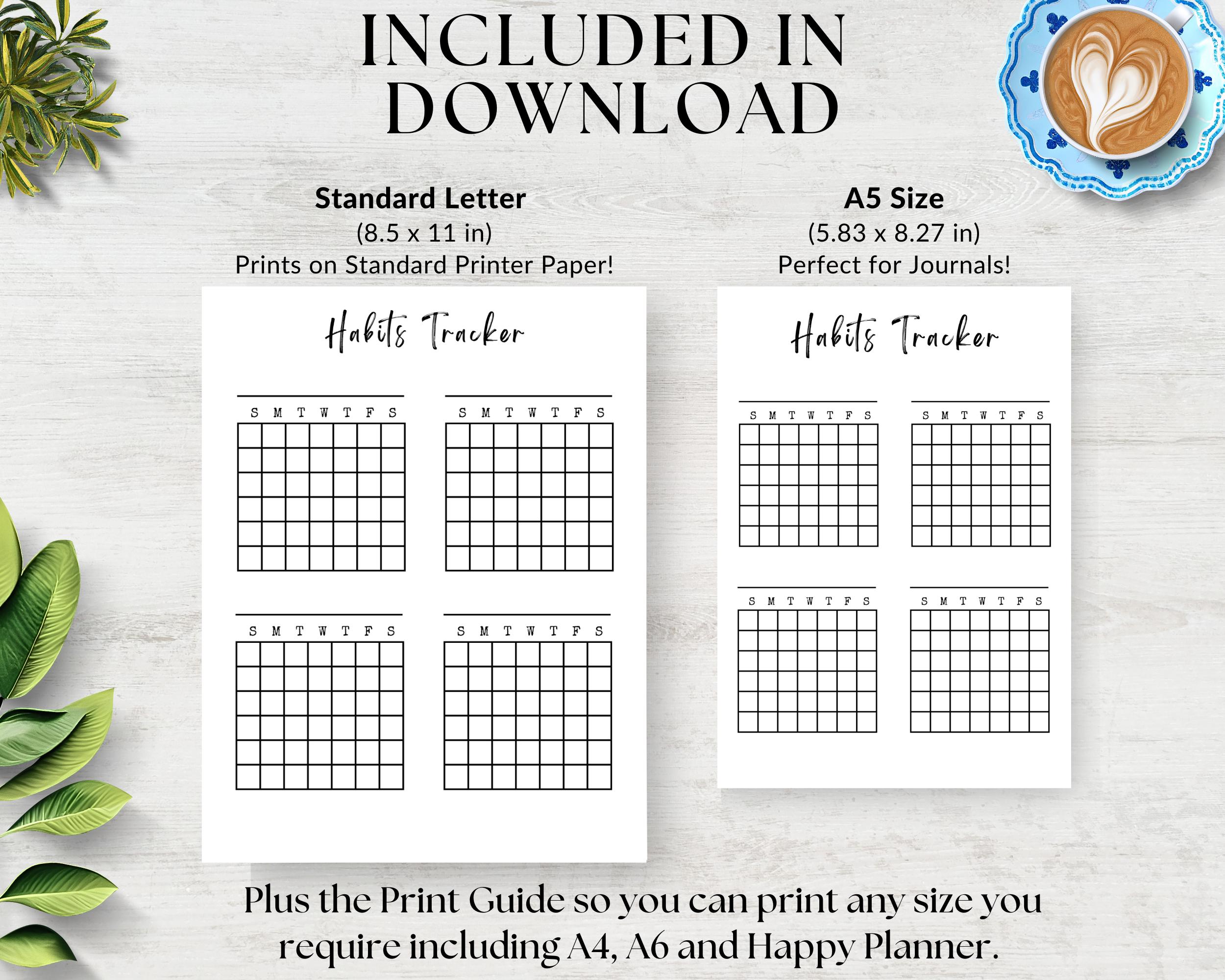 Minimalist Habit Tracker, Printable Journal Page, Monthly Tracker ...