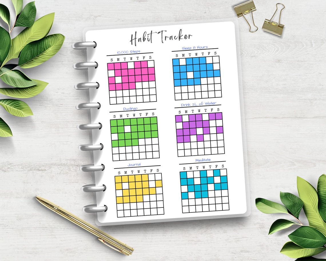 Habit Tracker Printable Journal Page, Monthly Tracker, Monthly Goal ...