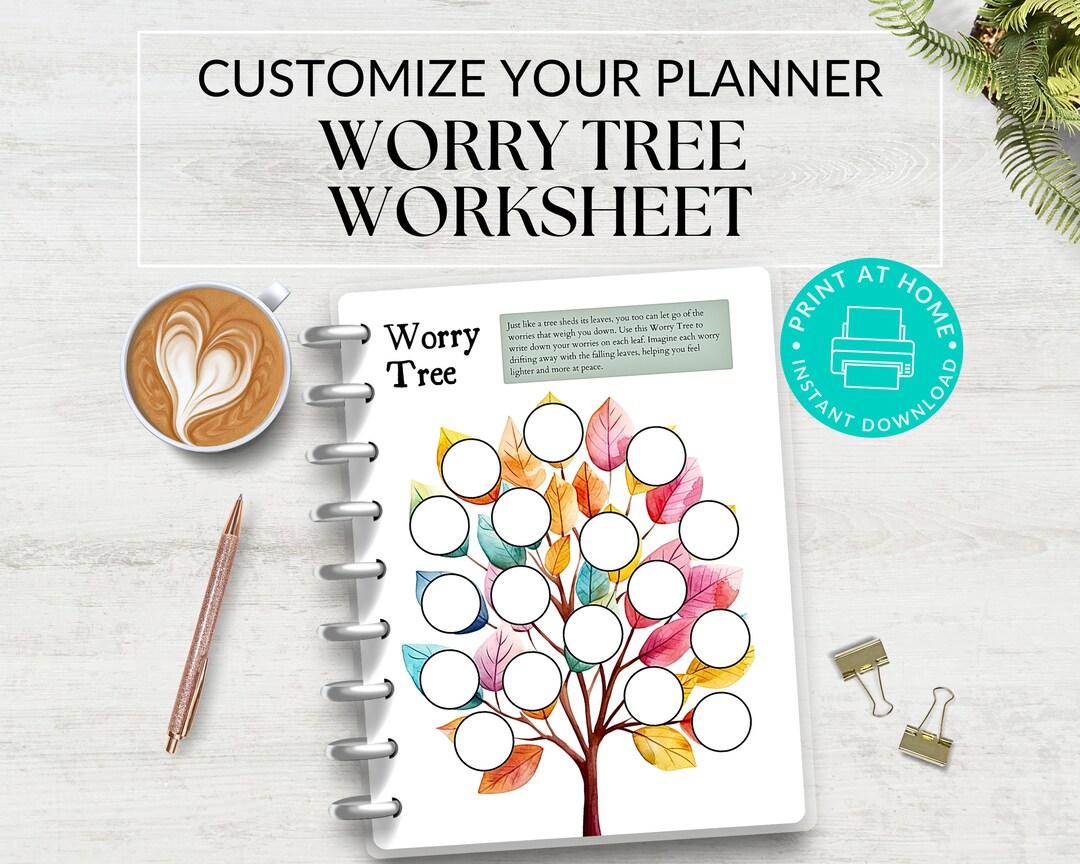 Worry Tree Worksheet, Anxiety Worksheet, Self Care, Mental Health, A5 ...