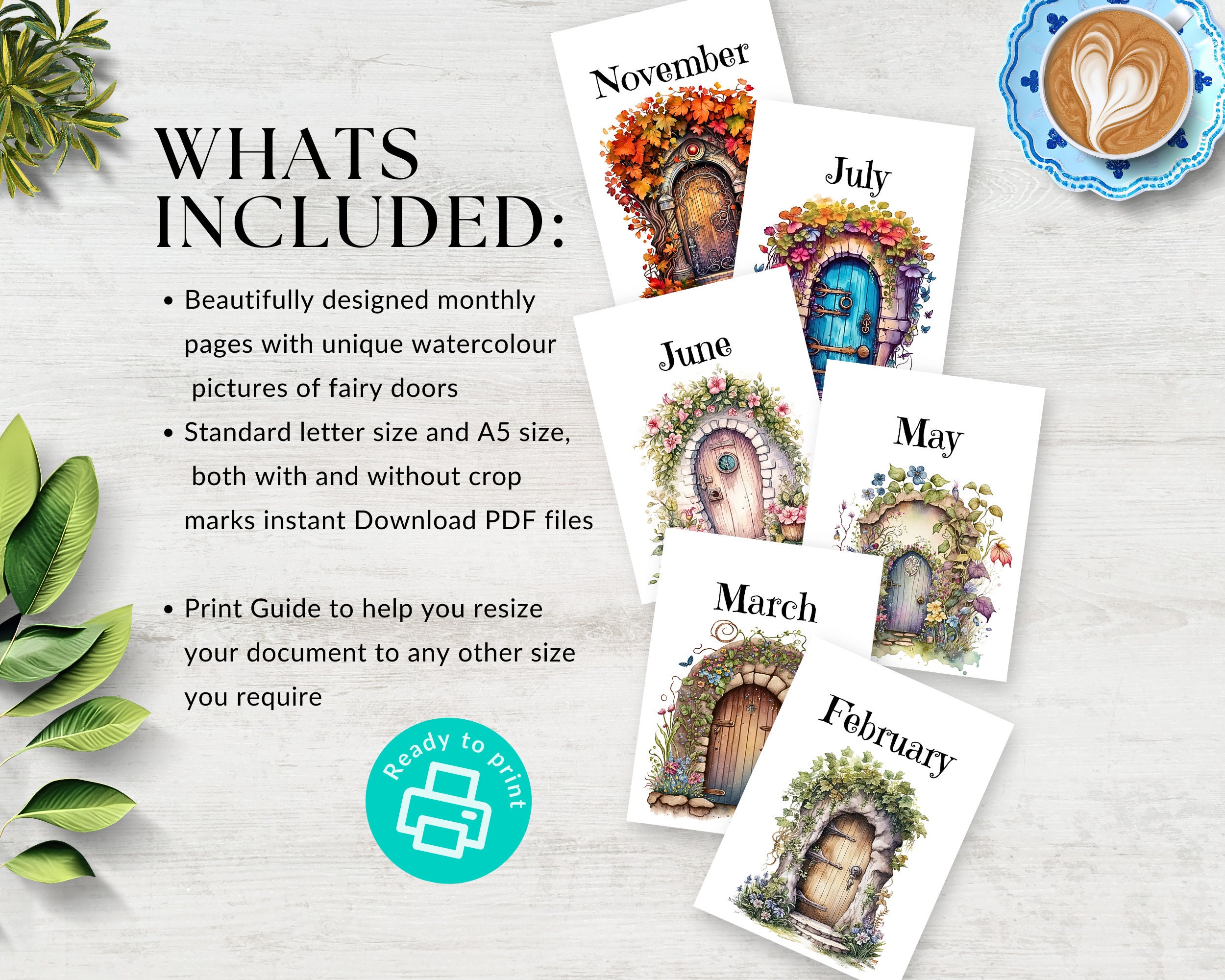 Fairy Doors Monthly Dividers, Printable for Planner, Monthly Dashboard ...