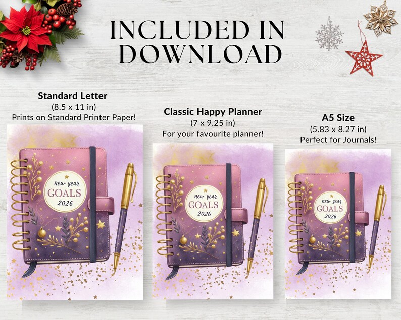 New Year 2026 Monthly Dashboards Printable for Planner, A5 Insert ...