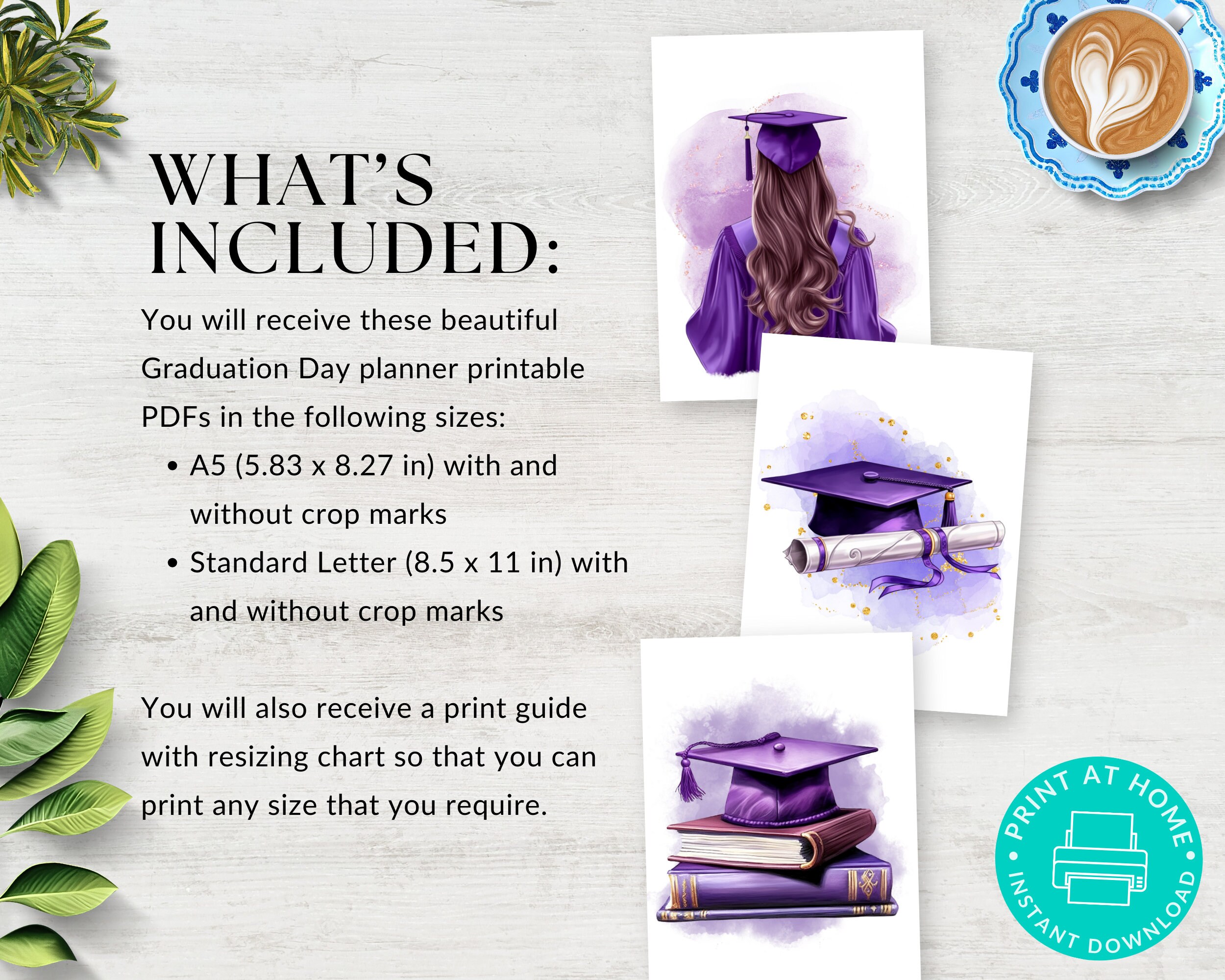 Purple Graduation Day Printable Dashboard, Graduation Gown, Graduation ...