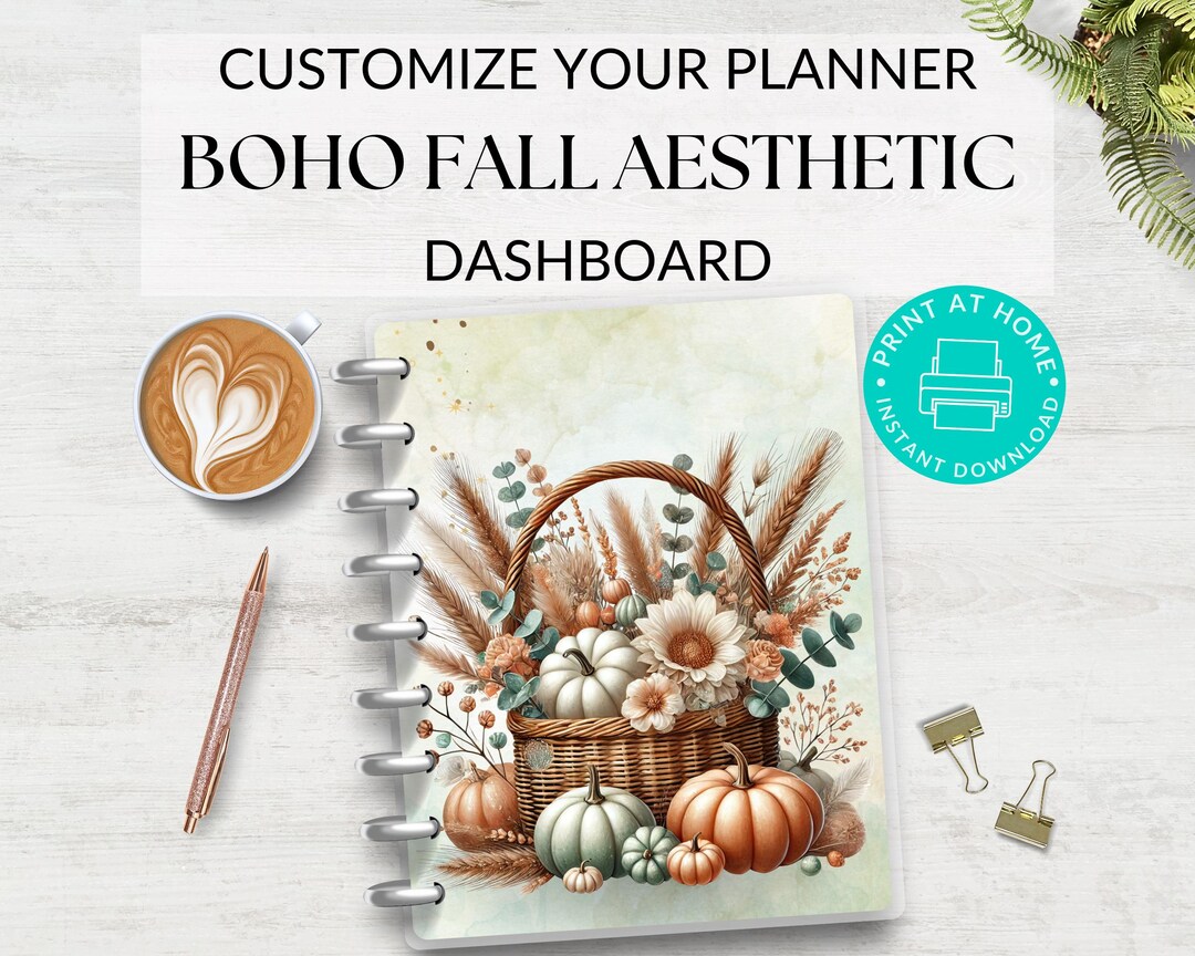 Boho Fall Aesthetic Printable Planner Dashboards, Fall Vibes, Autumn ...