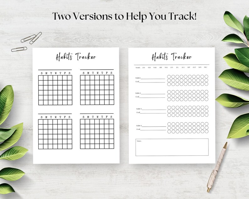 Minimalist Habit Tracker, Printable Journal Page, Monthly Tracker ...