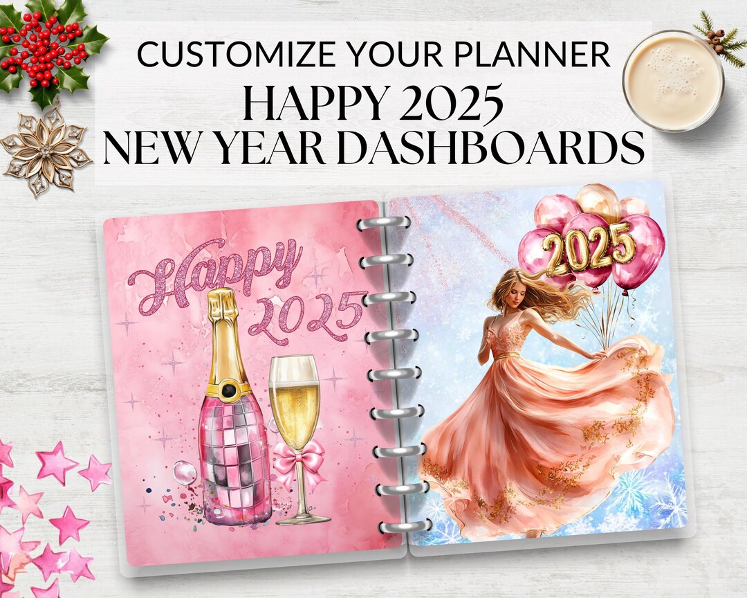 Happy 2025 New Year January Monthly Spread, Printable Planner Dashboard ...