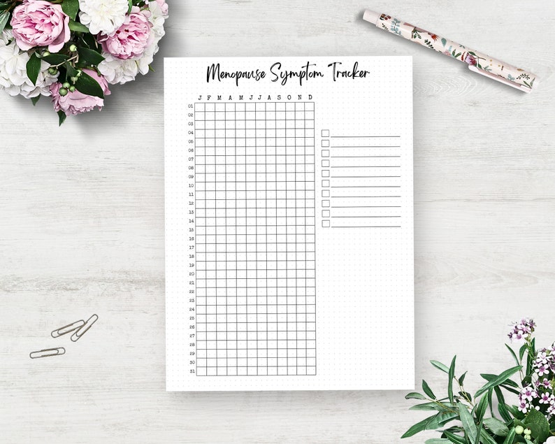 Printable Menopause Symptom Tracker Journal, Chart Your Cycle, Mood ...