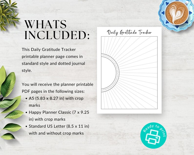 Gratitude List Printable: Daily Tracker, Mental Health Journal (digital ...