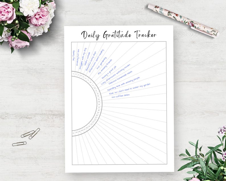 Gratitude List Printable: Daily Tracker, Mental Health Journal (digital ...