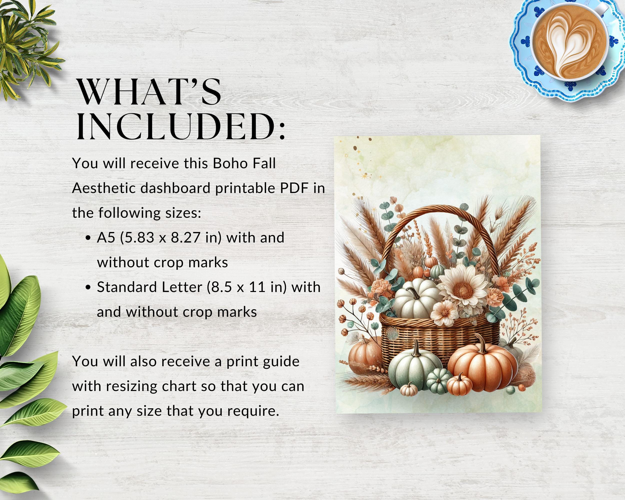 Boho Fall Aesthetic Printable Planner Dashboards, Fall Vibes, Autumn ...