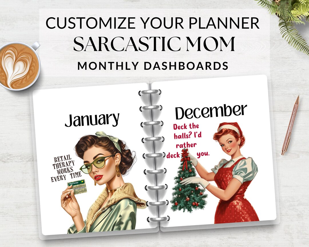Sarcastic Mom Monthly Planner Dashboards: A5 Cover (PDF) - Etsy