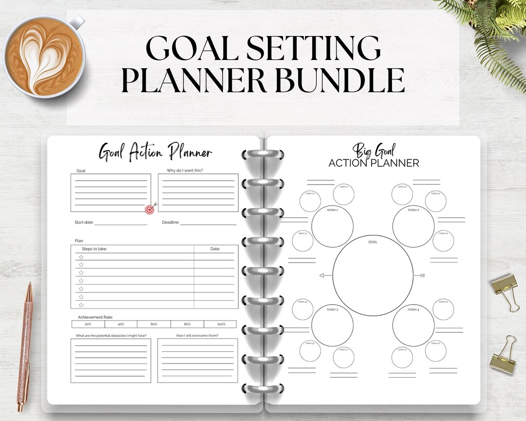 Goal Setting Planner Bundle: A5 Journal, Monthly Tracker (digital ...