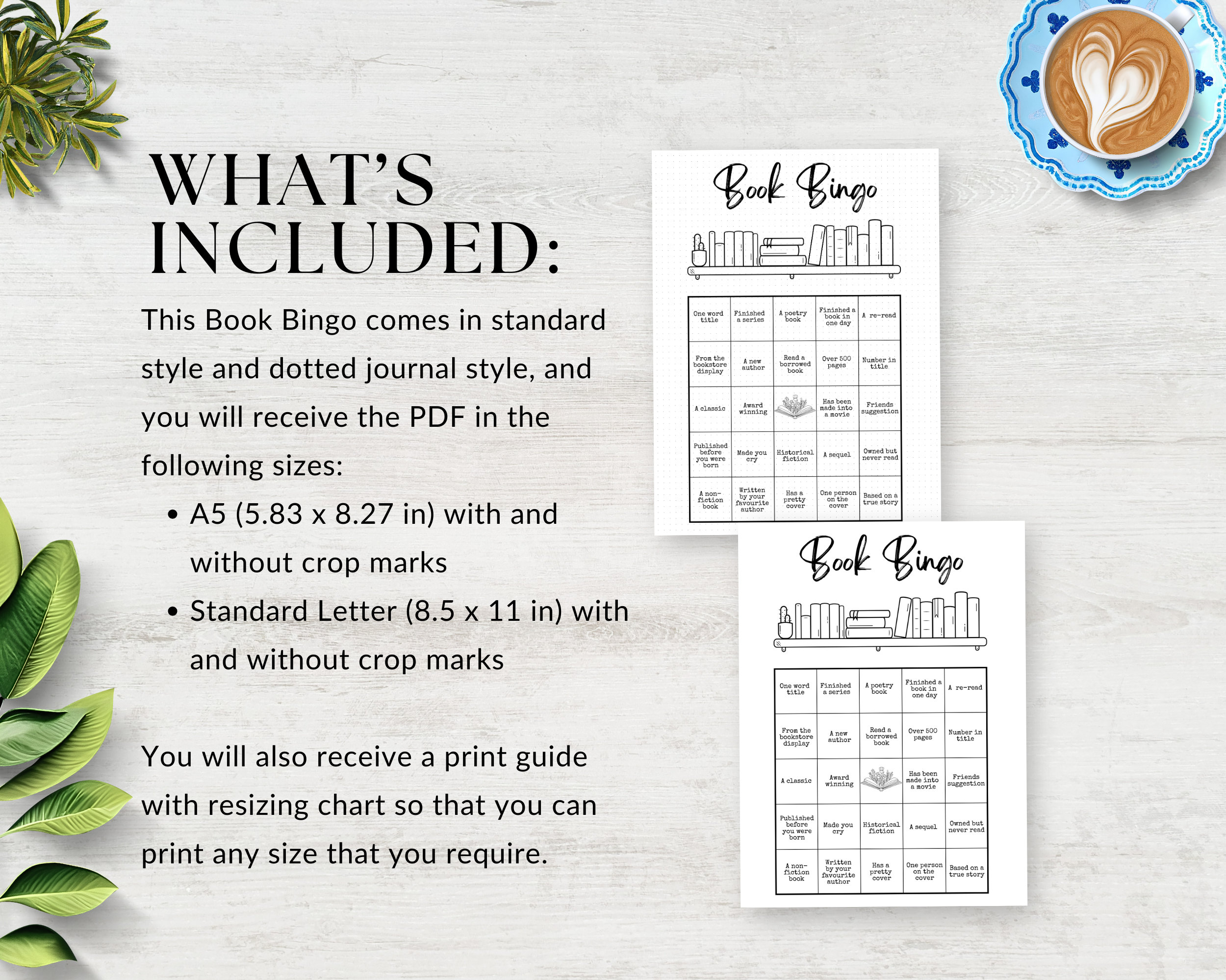 Book Bingo Printable Reading Tracker, A5 Journal Page, Reading ...