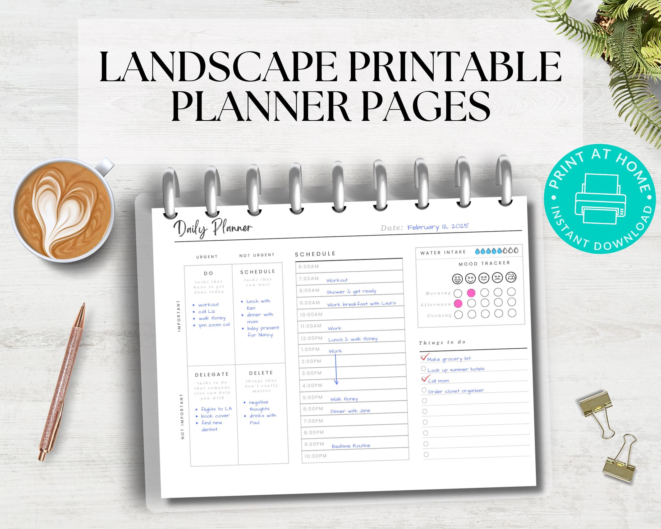 Landscape Planner Pages: Daily, Weekly, Monthly (digital Download) - Etsy