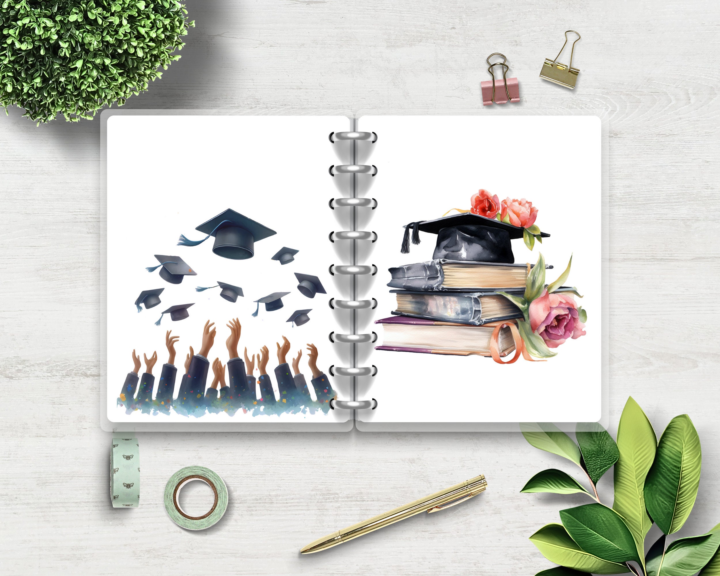 Bookworm Graduation Day Printable Dashboard, Graduation Cap, Journal ...