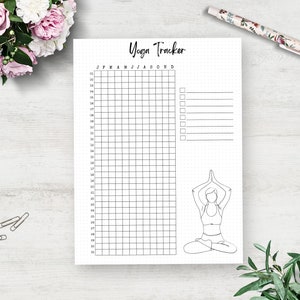 One Year of Yoga Tracker, Habit Tracker Printable, Wellness Planner ...