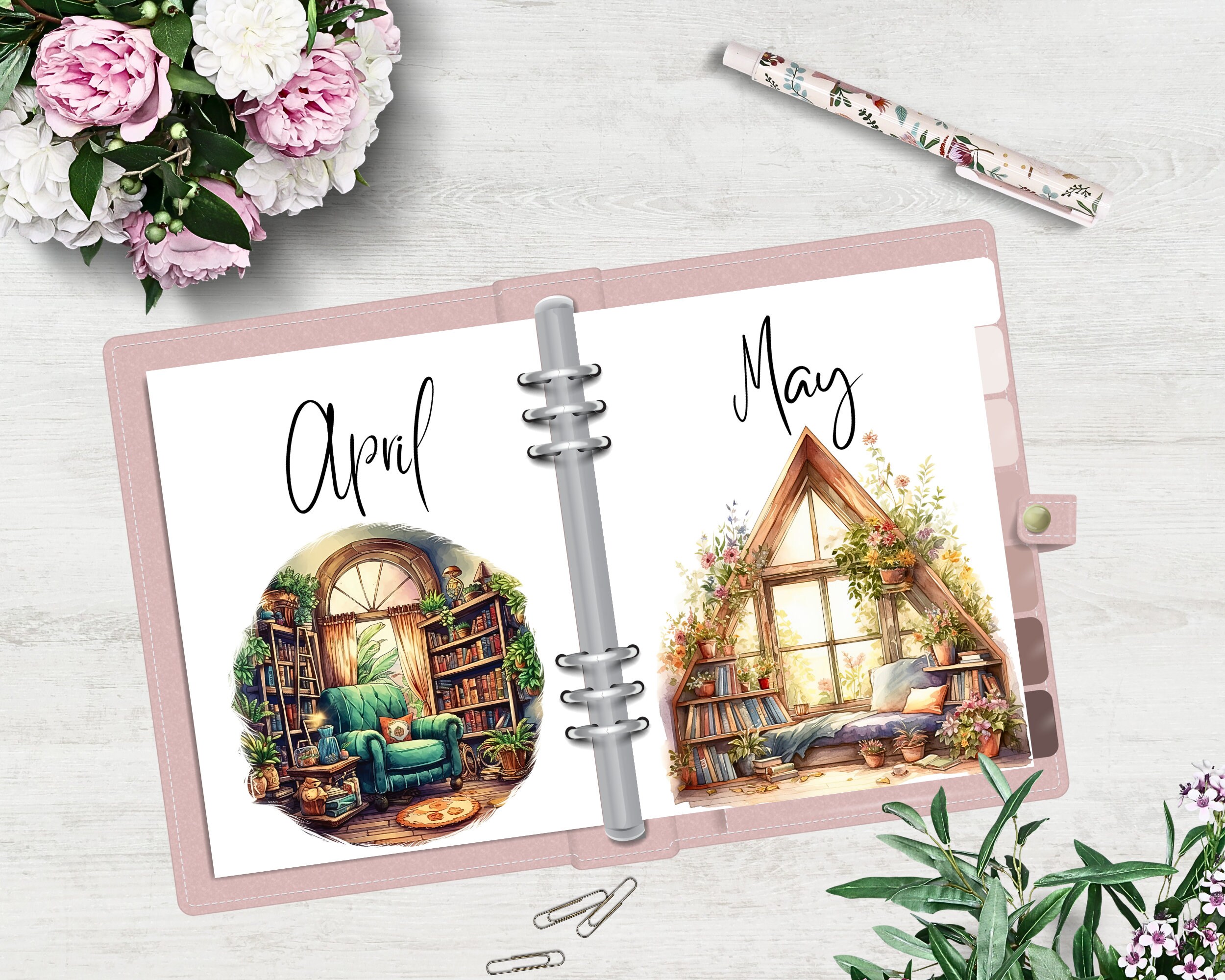 Cozy Reading Nooks Monthly Dashboards, Printable for Planner, Monthly ...