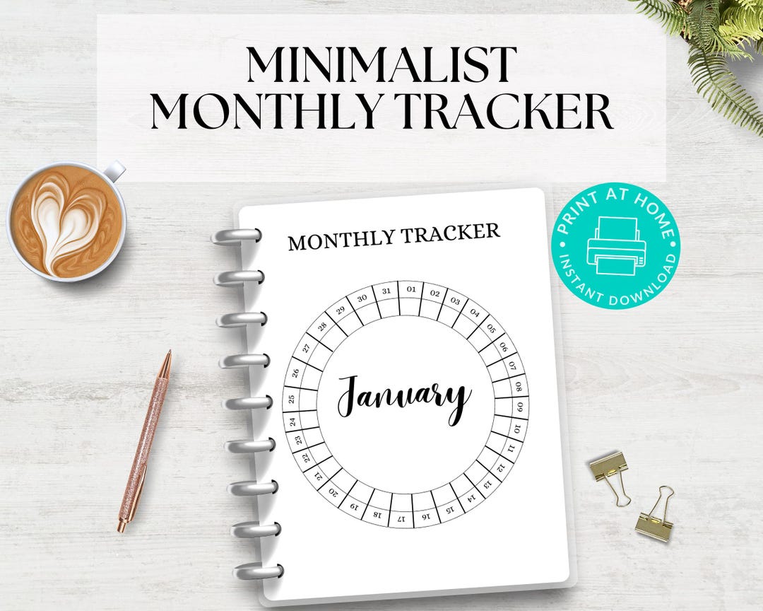 Minimalist Month Habit Tracker Printable Journal Page, Monthly Tracker ...