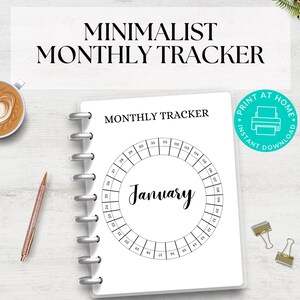 Minimalist Month Habit Tracker Printable Journal Page, Monthly Tracker ...