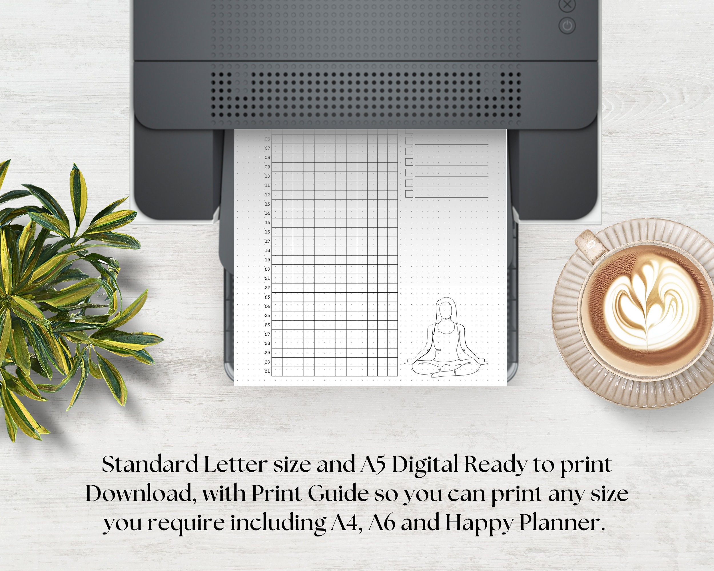 Meditation Tracker Printable, A5 & Letter Journal Page, Simple ...