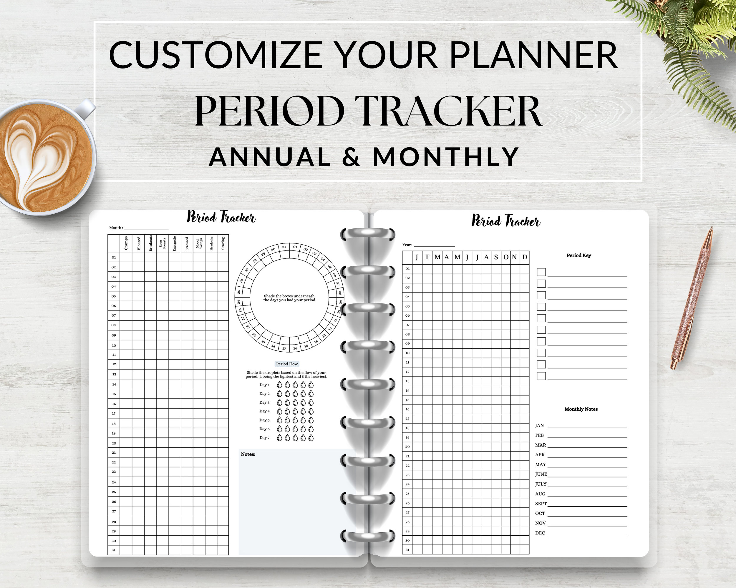 Printable Period Tracker With Symptom Tracker, Period Journal ...