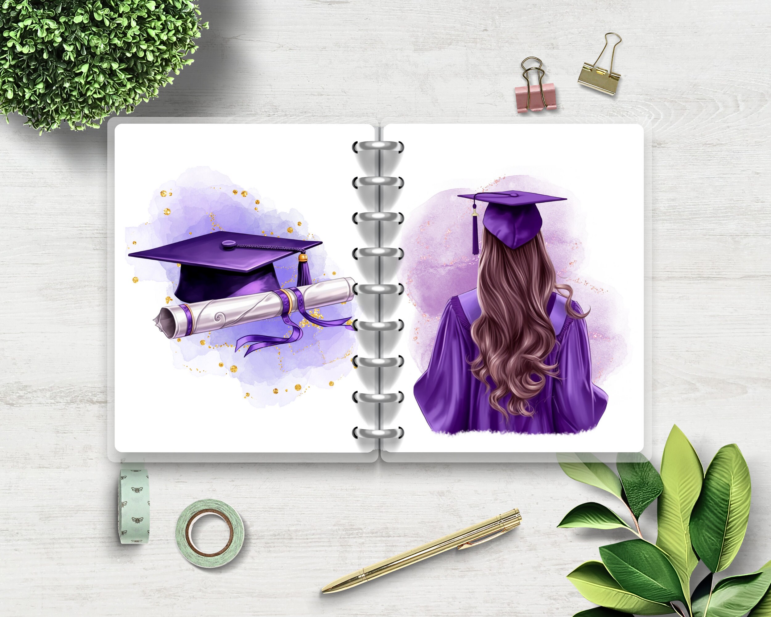 Purple Graduation Day Printable Dashboard, Graduation Gown, Graduation ...