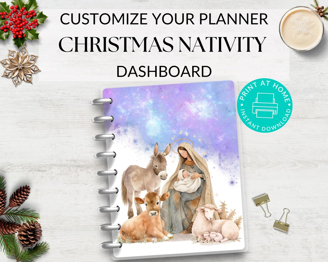 Mary & Jesus Christmas Nativity Printable Planner Dashboards, Journal ...