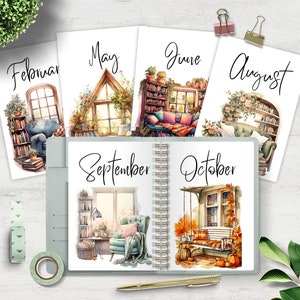 Cozy Reading Nooks Monthly Dashboards, Printable for Planner, Monthly ...