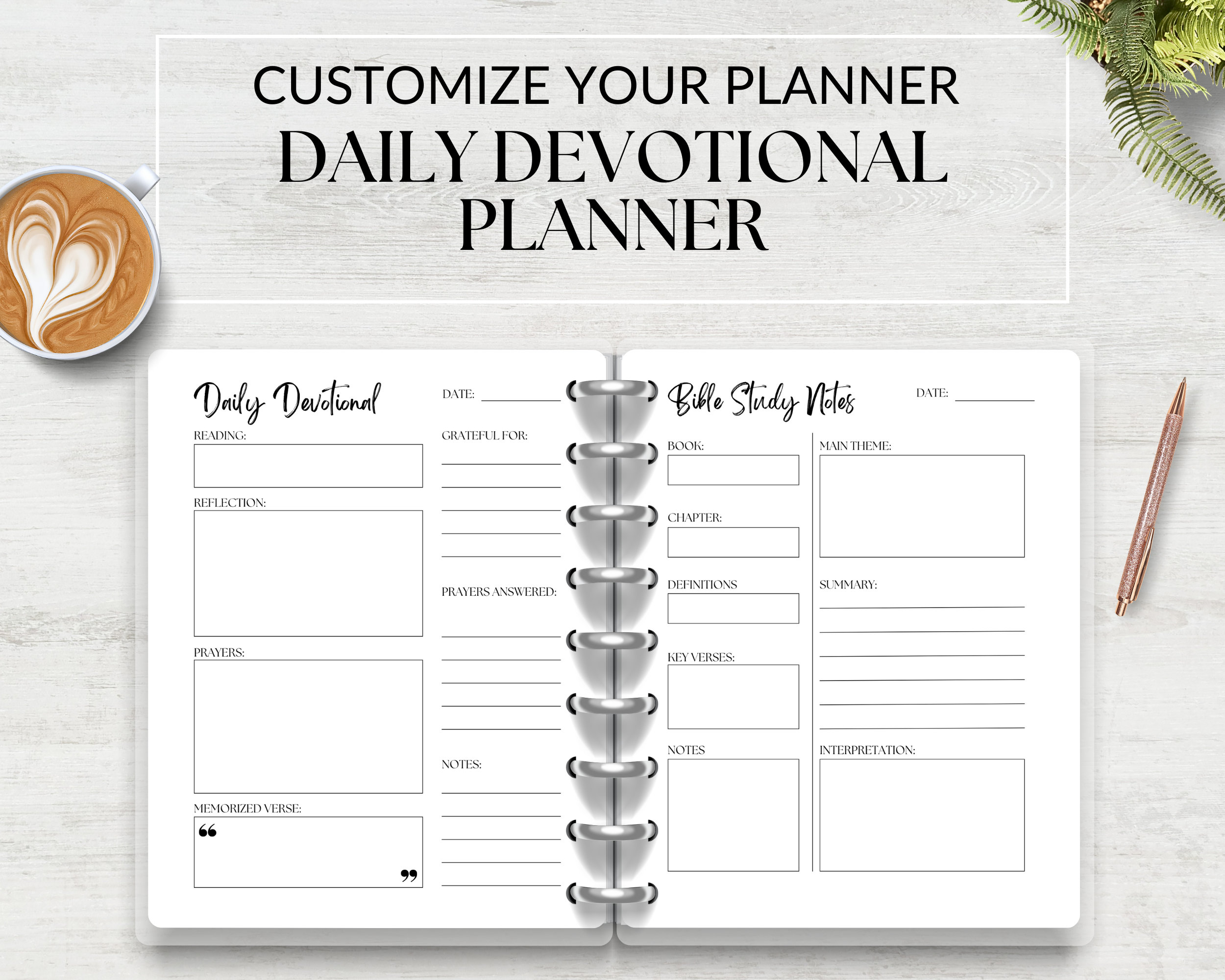 Daily Devotional Planner Printable Instant Download Planner Pages ...