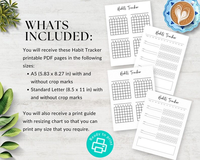 Minimalist Habit Tracker, Printable Journal Page, Monthly Tracker ...