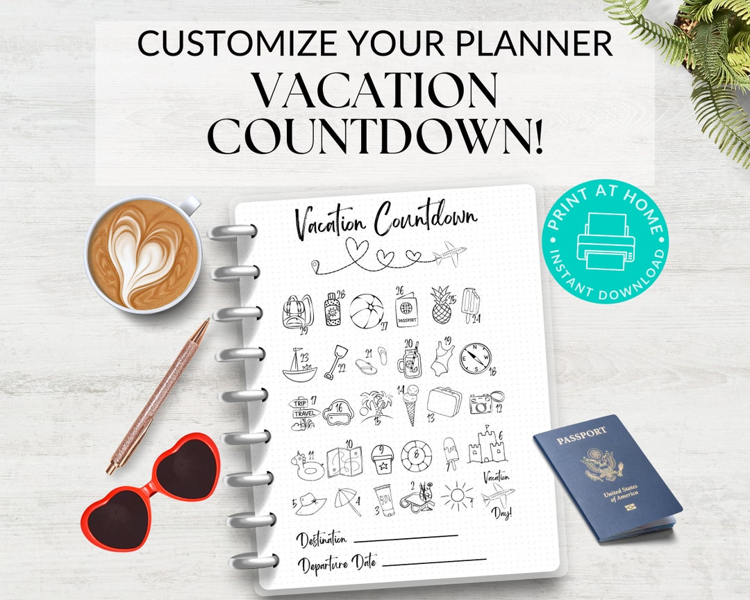 Vacation Countdown Calendar Journal Spread Printable Instant Download ...
