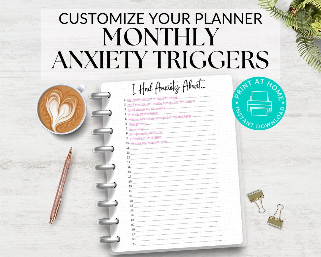 Anxiety Trigger Tracker, Printable Journal Page, Mental Health, Anxiety ...